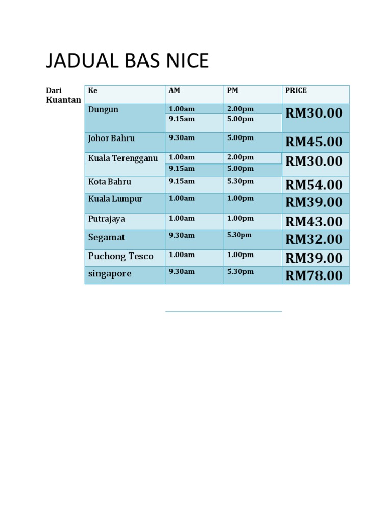 NICE Bus Schedule and Prices | PDF