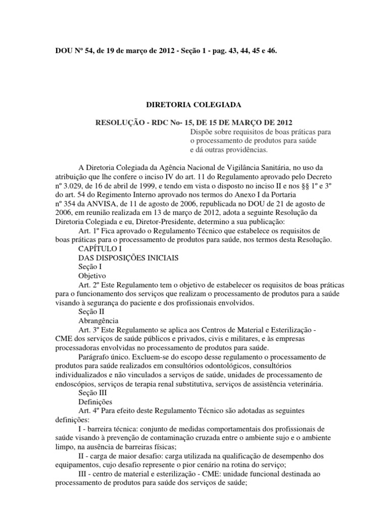 RDC 15 2012 Anvisa | PDF