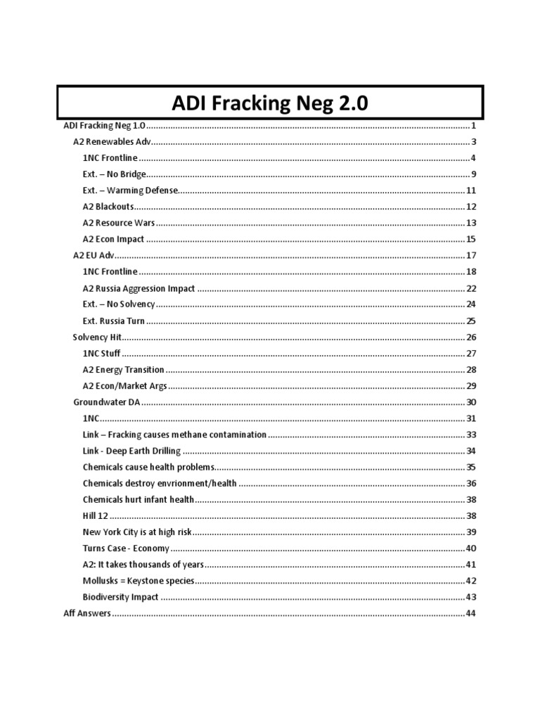 ADI Starter - Fracking Neg | Global Warming | Greenhouse Gas
