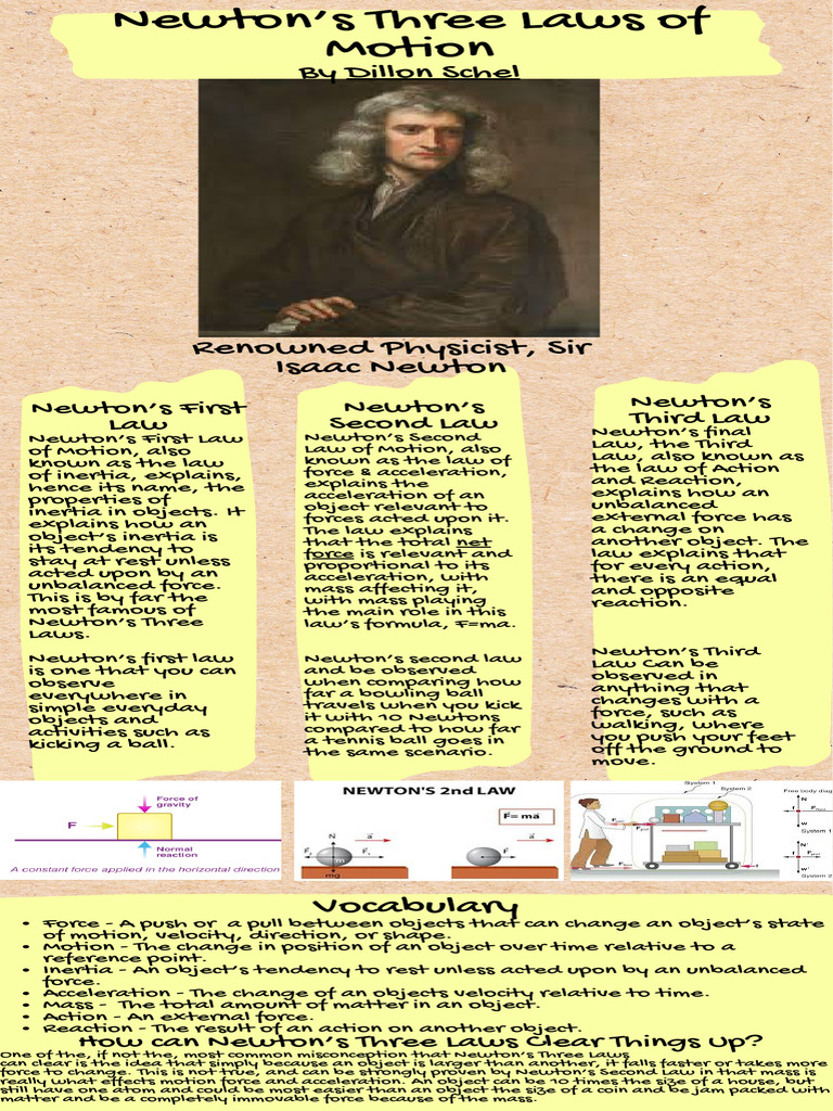 Newton's Three Laws of Motion Infographic | PDF | Force | Inertia