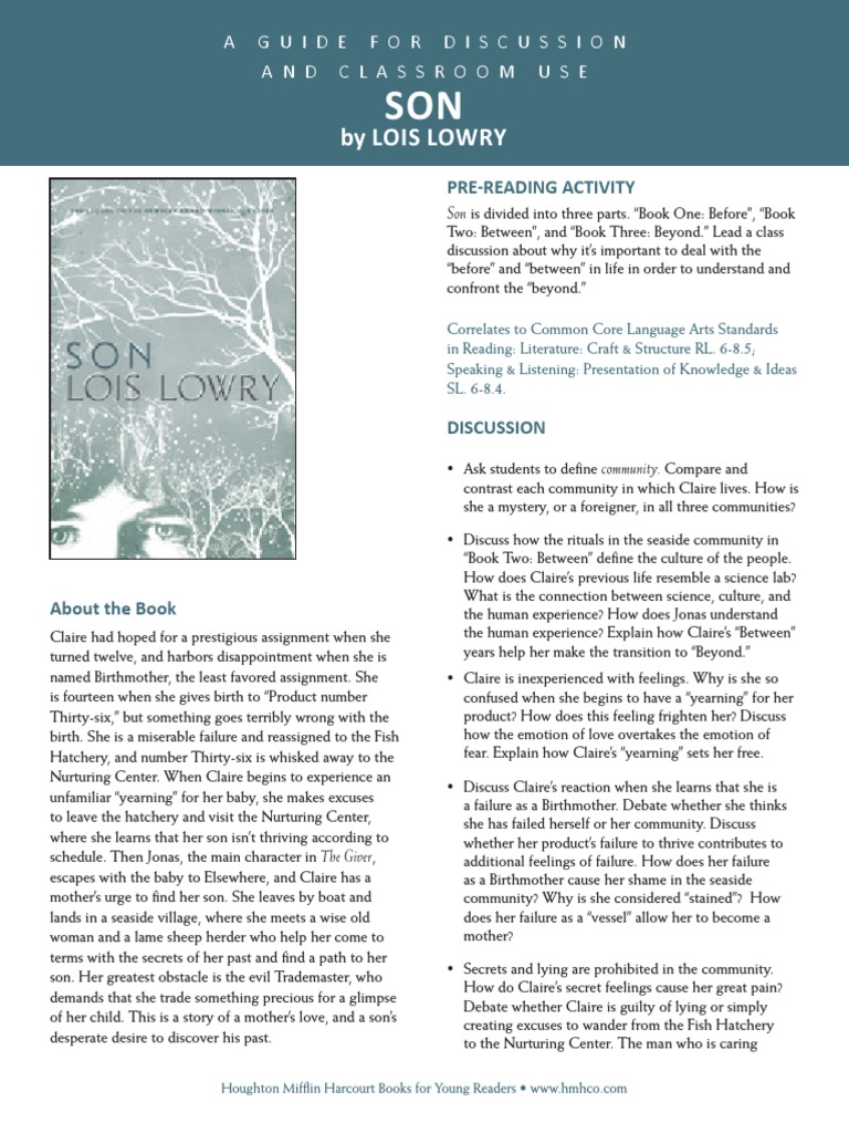 Son (The Giver Quartet) Discussion Guide | PDF | The Giver | Common ...