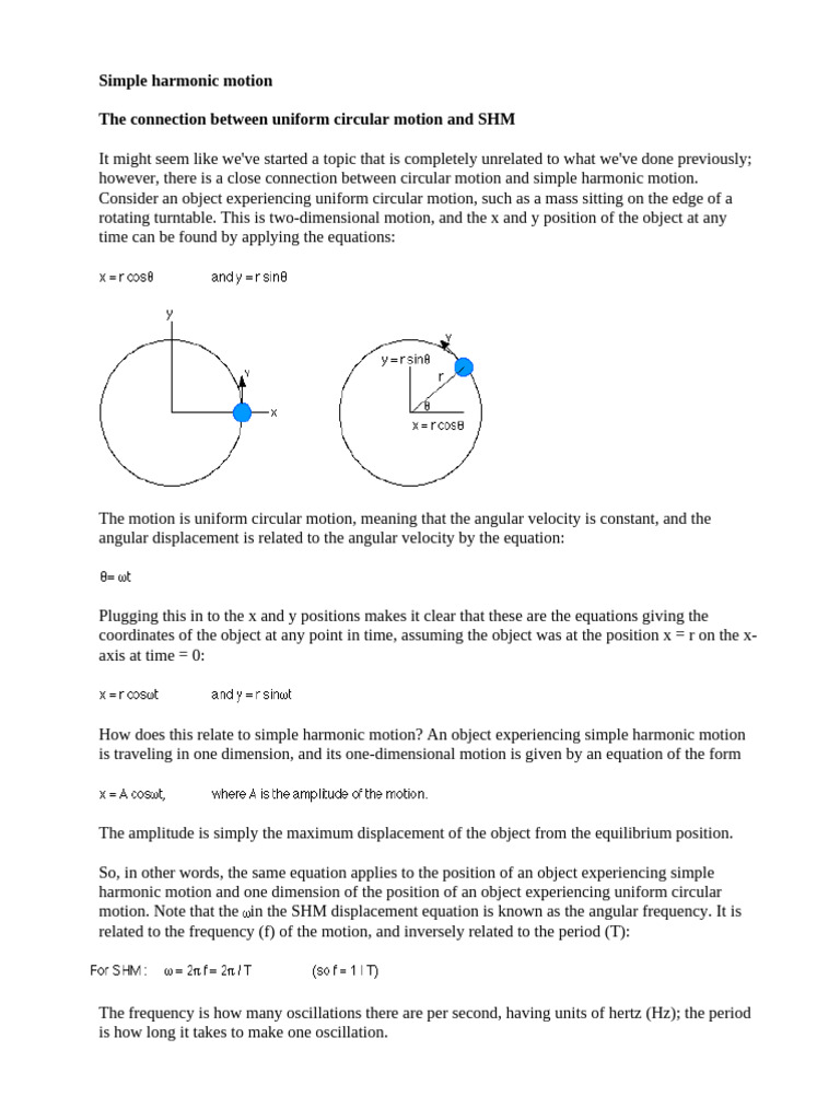 Simple Harmonic Motion | PDF