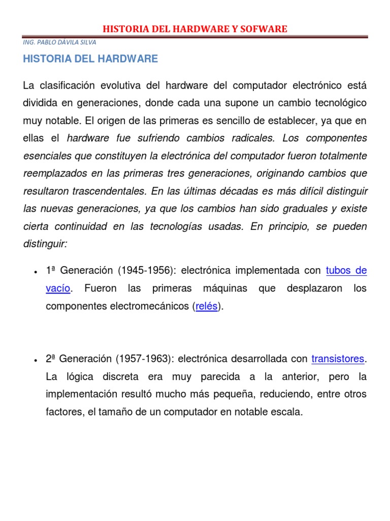 Historia-Hardware y Software | PDF | Software libre | Hardware de la computadora