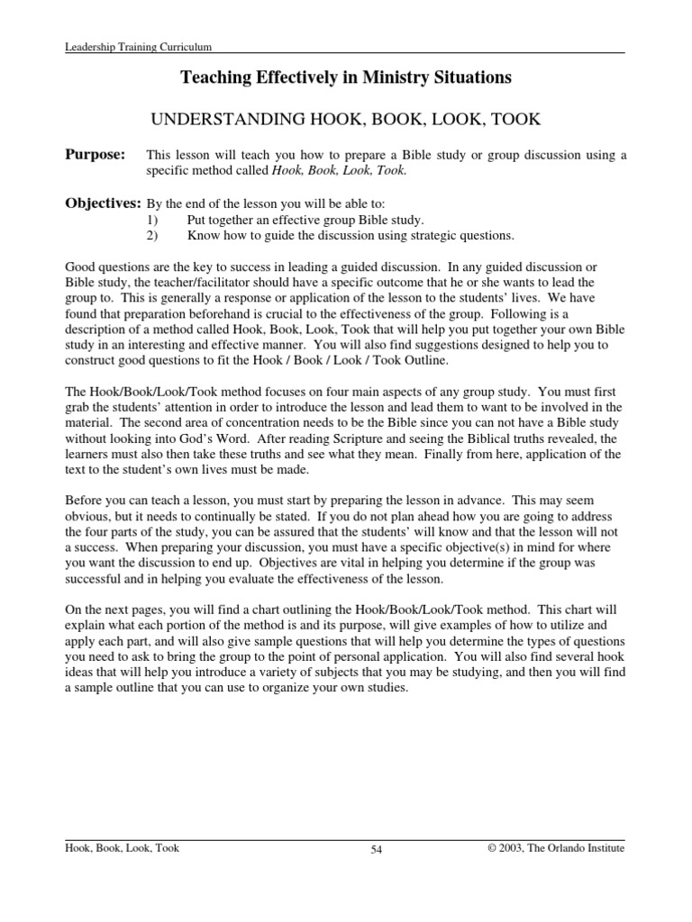 Hook, Book, Look, Took | PDF | Bible Study (Christian) | Bible