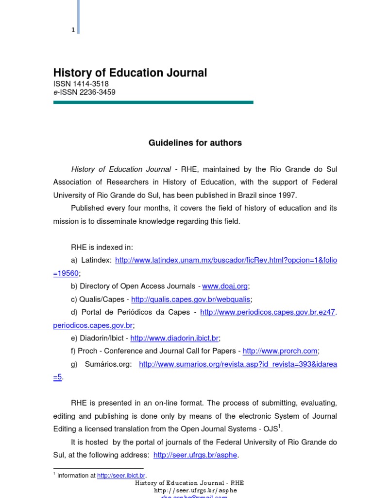 History of Education Journal: Guidelines For Authors | PDF | Open Access | Copy Editing