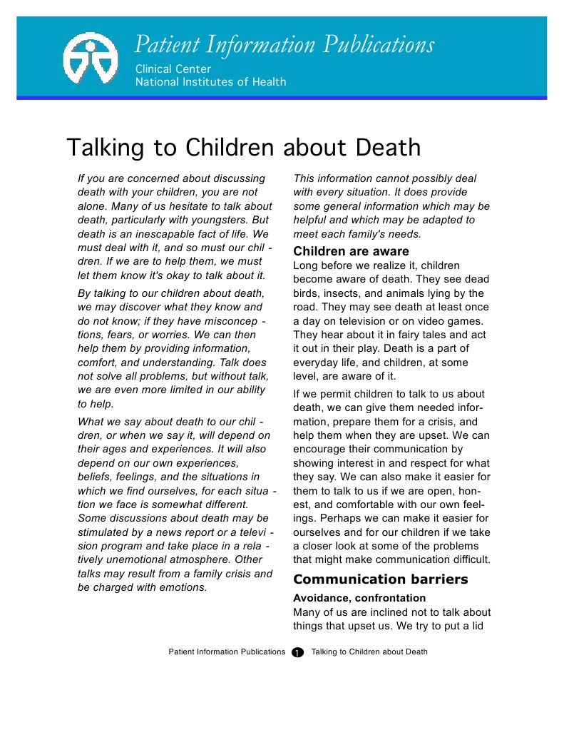 Talking To Children About Death | PDF | Anger | Grief