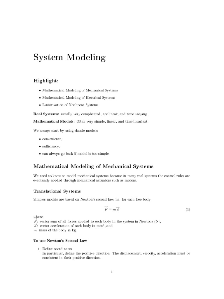 Lecture 3 System Modeling | PDF | Rotation Around A Fixed Axis ...