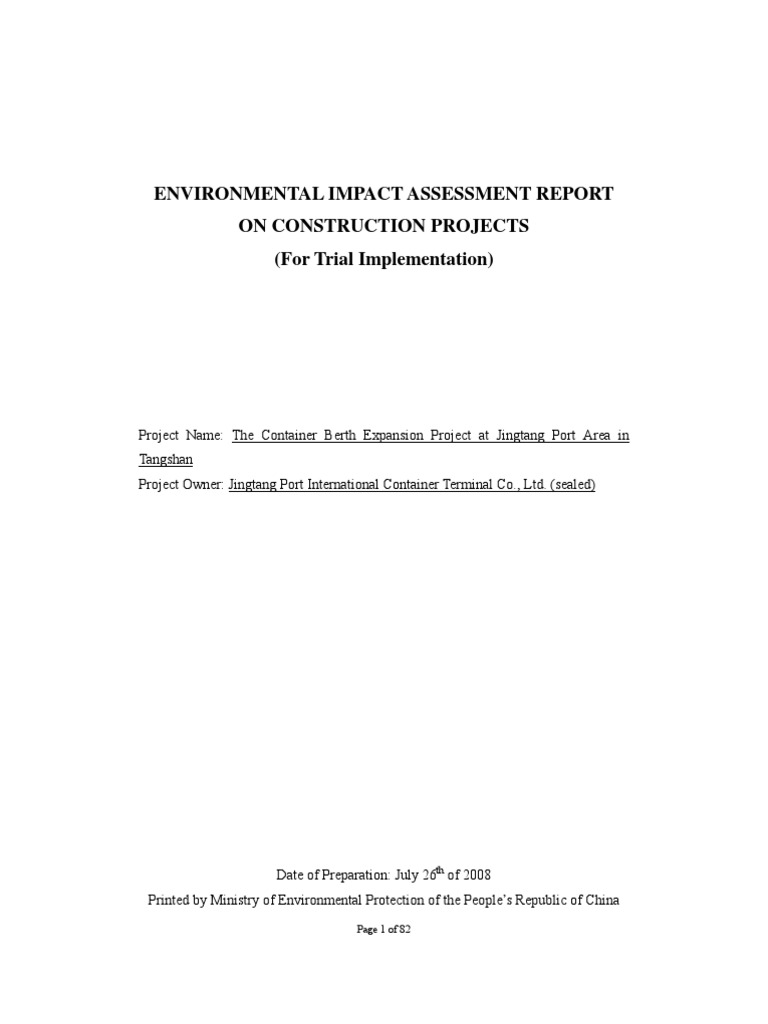 Jingtang Port Expansion Eia | PDF | Sewage Treatment | Wastewater