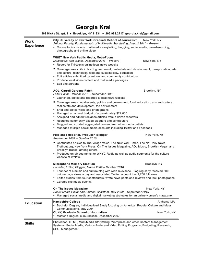 Georgia Kral Resume | PDF | Blog | News Media