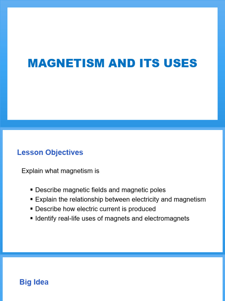 Lesson 7 (ENERGY) - Magnetism and Its Uses | PDF | Electric Generator ...