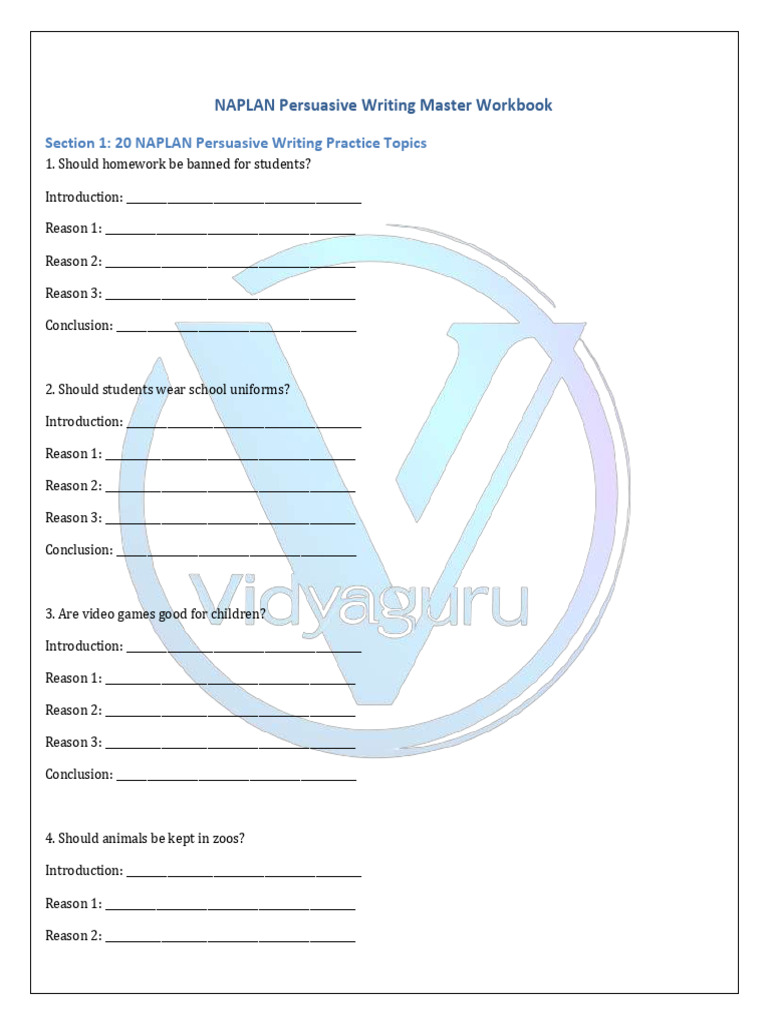NAPLAN Persuasive Writing Master Workbook | PDF | Junk Food | Schools