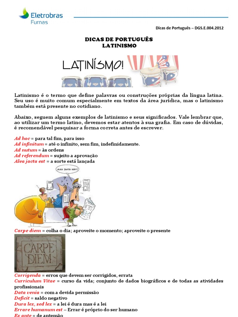 Exemplos de Latinismos e Significados | PDF | Latim | Português (idioma)