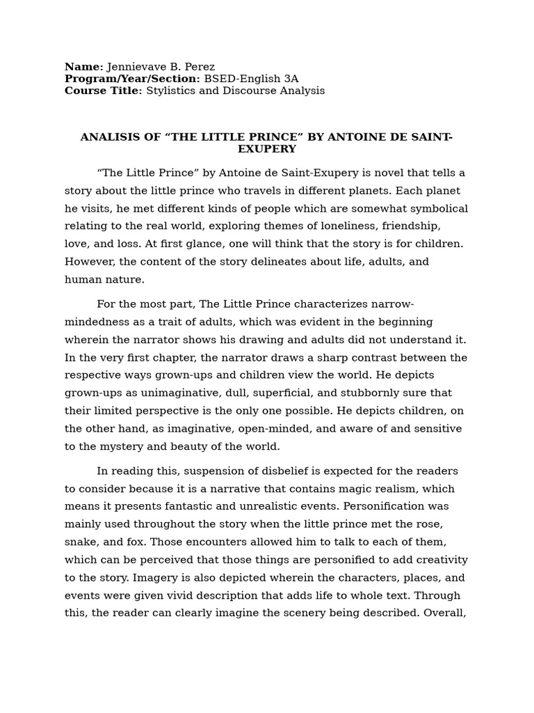 Analysis of the Little Prince | PDF