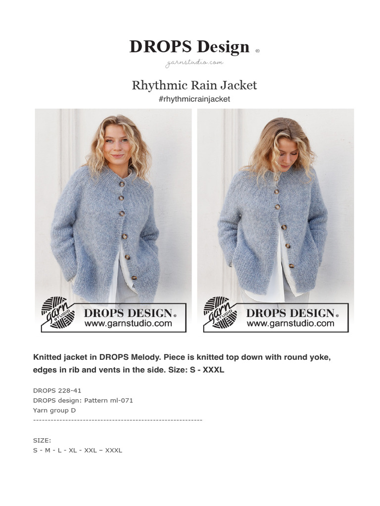 Rhythmic Rain Jacket - Knitted Jacket in DROPS Melody. Piece is Knitted ...