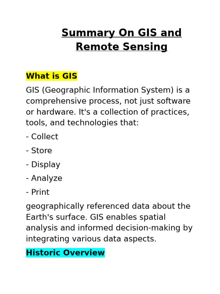 Remote Sensing and GIS | PDF | Geographic Information System ...