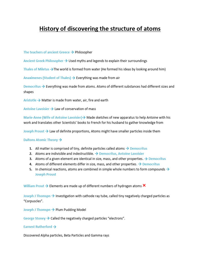 History of Discovering the Structure of Atoms | PDF