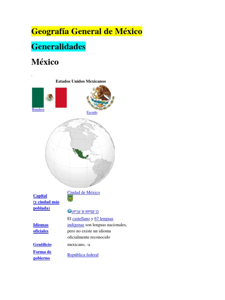 Geografía General de México | PDF | Nueva españa | México