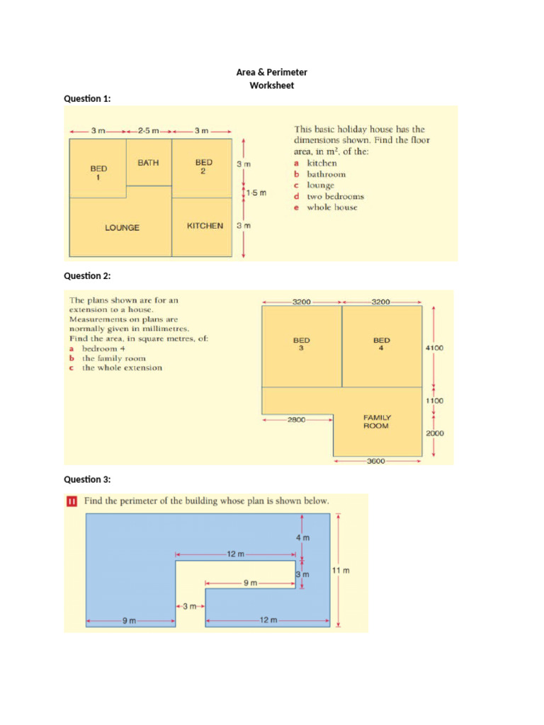 Area Perimeter Worksheet | PDF