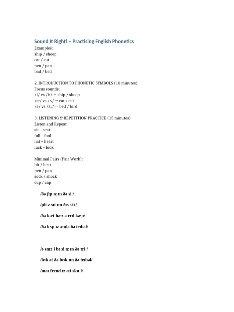 English Phonetics Lesson | PDF