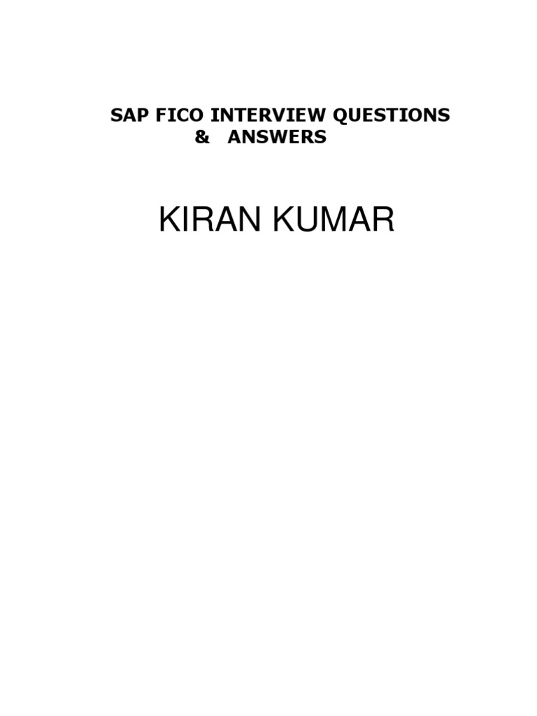 Kiran Kumar: Sap Fico Interview Questions & Answers | PDF