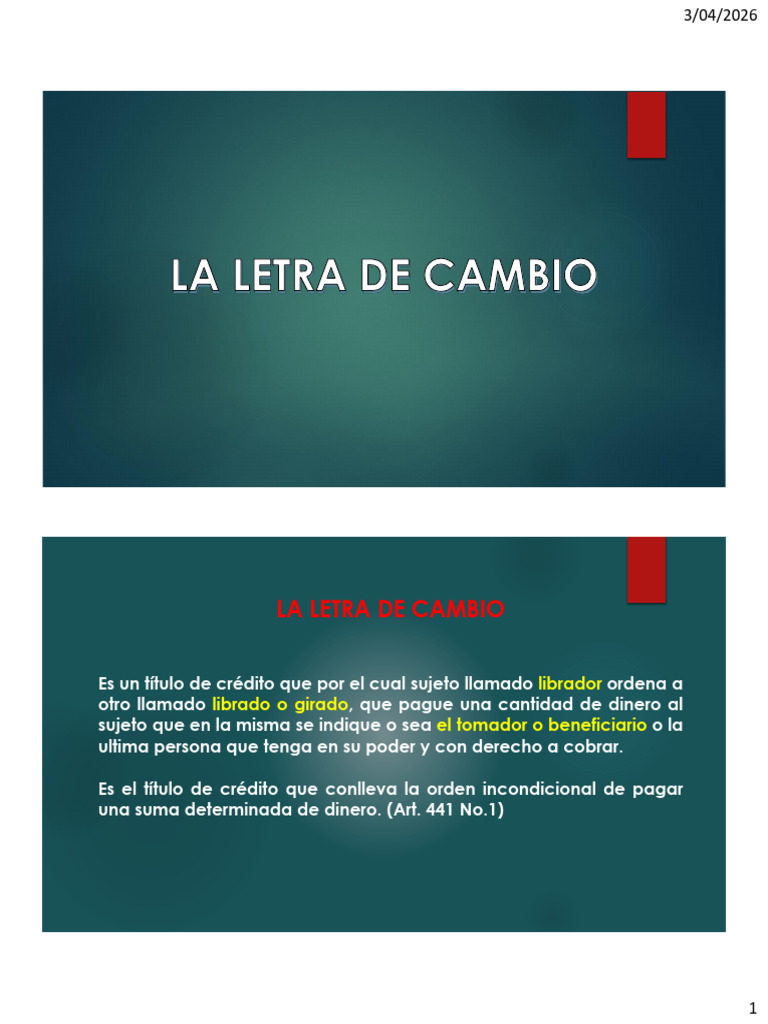 LA LETRA DE CAMBIO 2026 | PDF | Pagaré | Instrumentos que devengan ...