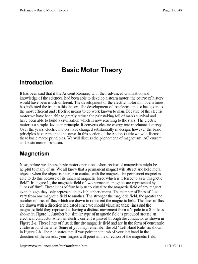 Basic Motor Theory | PDF | Electromagnetic Induction | Electric Motor