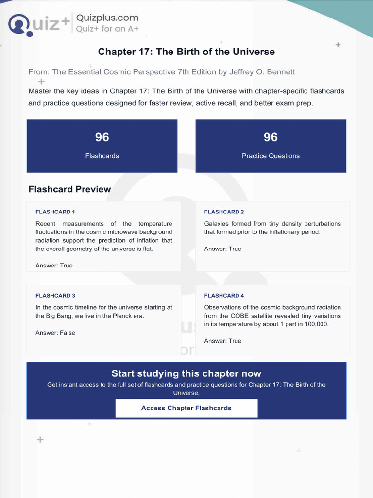 Flashcards for Chapter 17 the Birth of the Universe | PDF