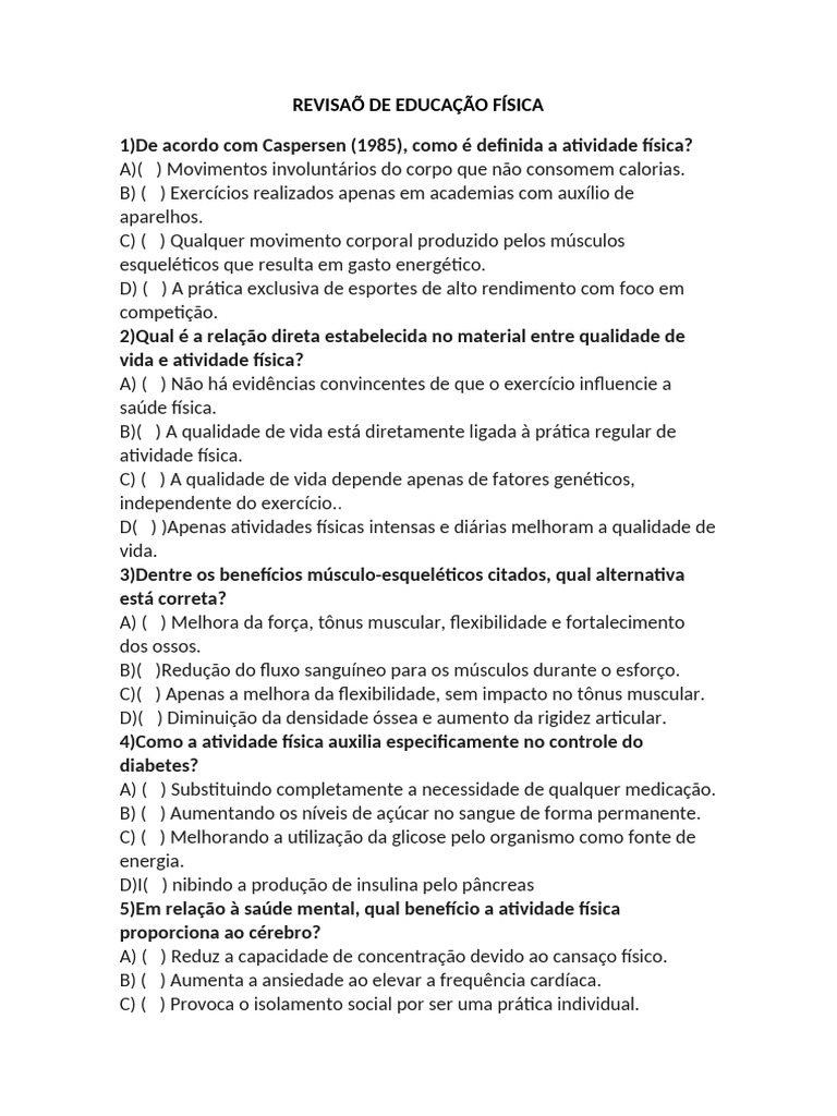 Revisão 2 b Ano Arthur | PDF | Flexibilidade (anatomia) | Músculo