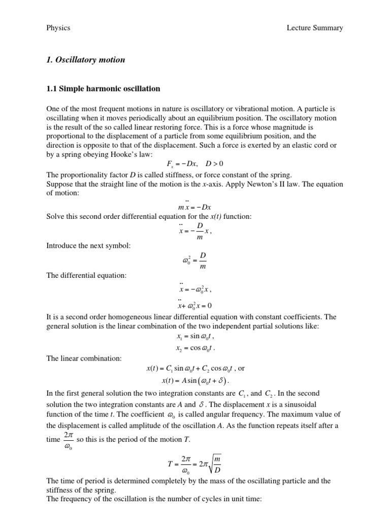 Simple Harmonic Motion, Superposition | Physical Quantities | Physical ...
