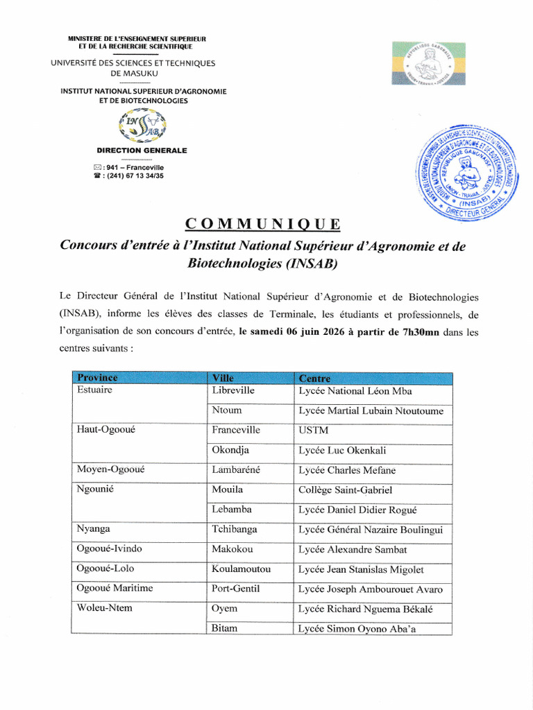 Concours Insab Juin 2026 | PDF | Institutions éducatives | Enseignement ...