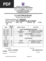Dm. 594 S. 2024 Sample Class Program and Teachers Program For School ...