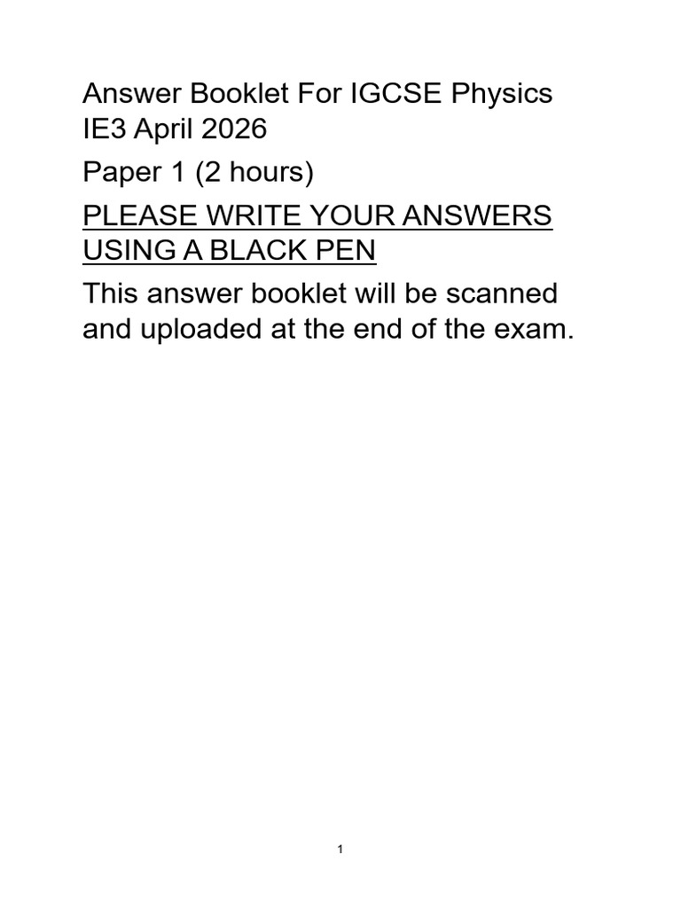 Answer Booklet Ig Physics Paper 1 | PDF
