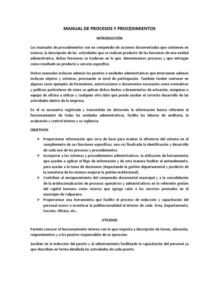 Manual de Procesos y Procedimientos | PDF | Información | Conocimiento