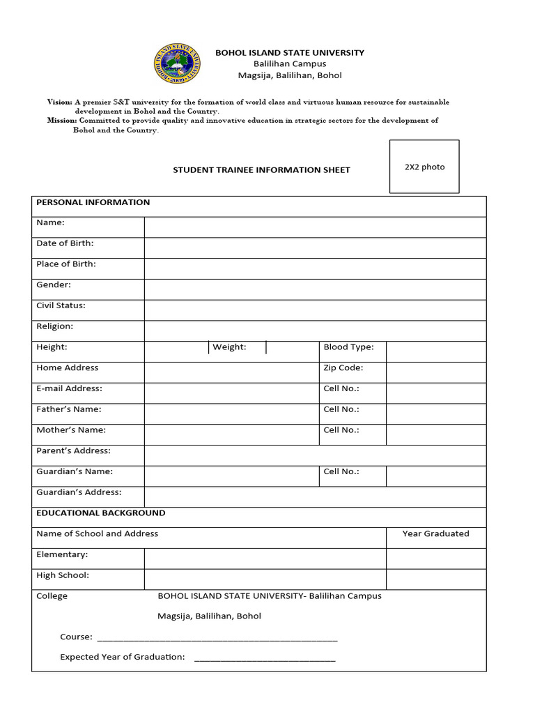 Student Information Sheet | PDF
