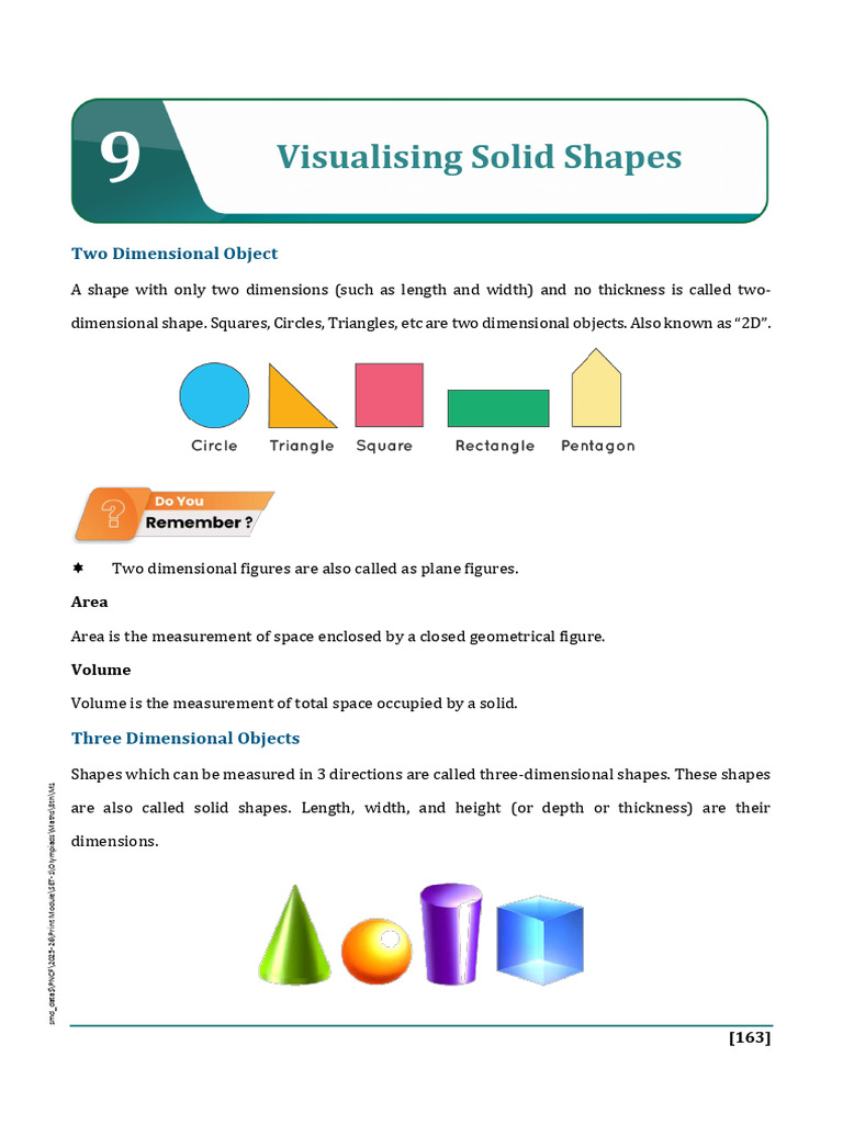 Ch-9 Visualising Solid Shapes Maths | PDF | Triangle | Shape