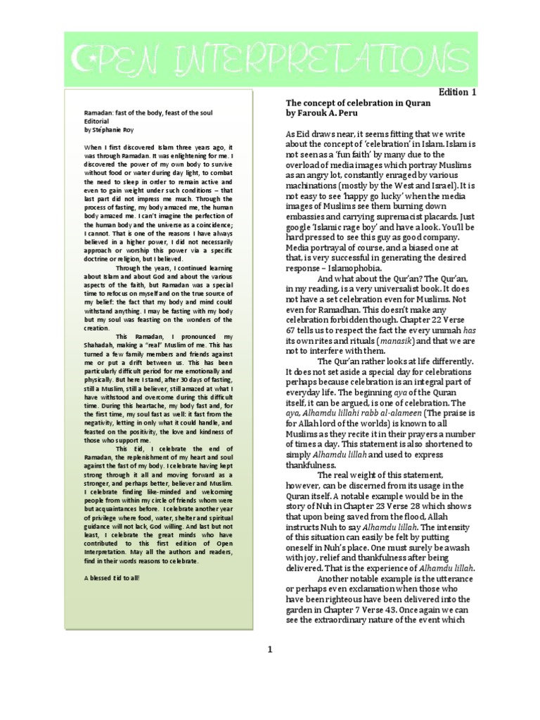 Open Interpretation - Edition 1 | PDF | Quran | Islam