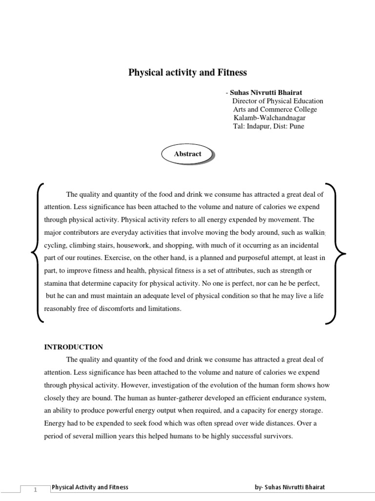 Physical Activity and Fitness | Physical Fitness | Physical Exercise