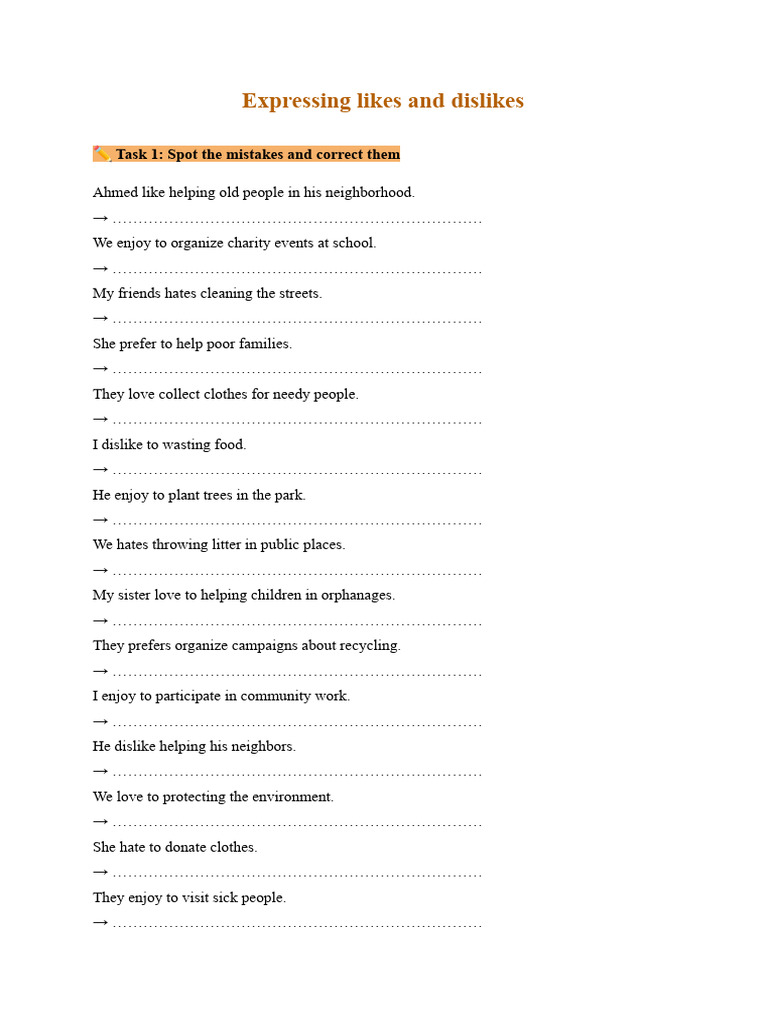 Expressing Likes and Dislikes | PDF