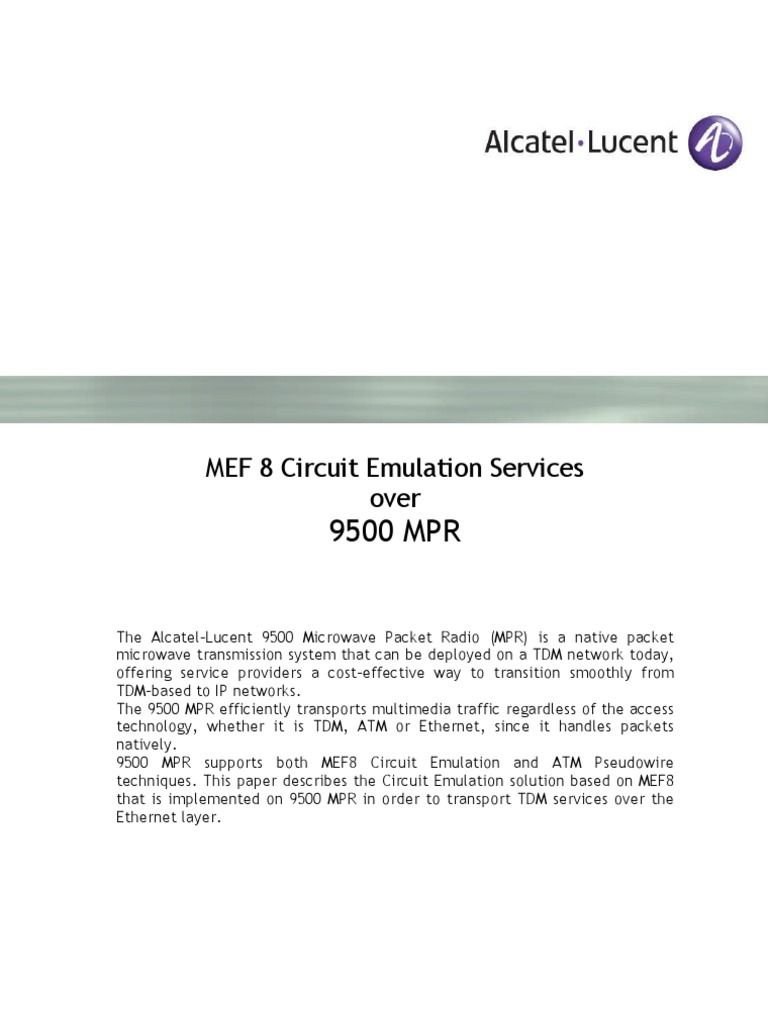 9500MPR - MEF8 Circuit Emulation Services | PDF | Network Packet | Ethernet