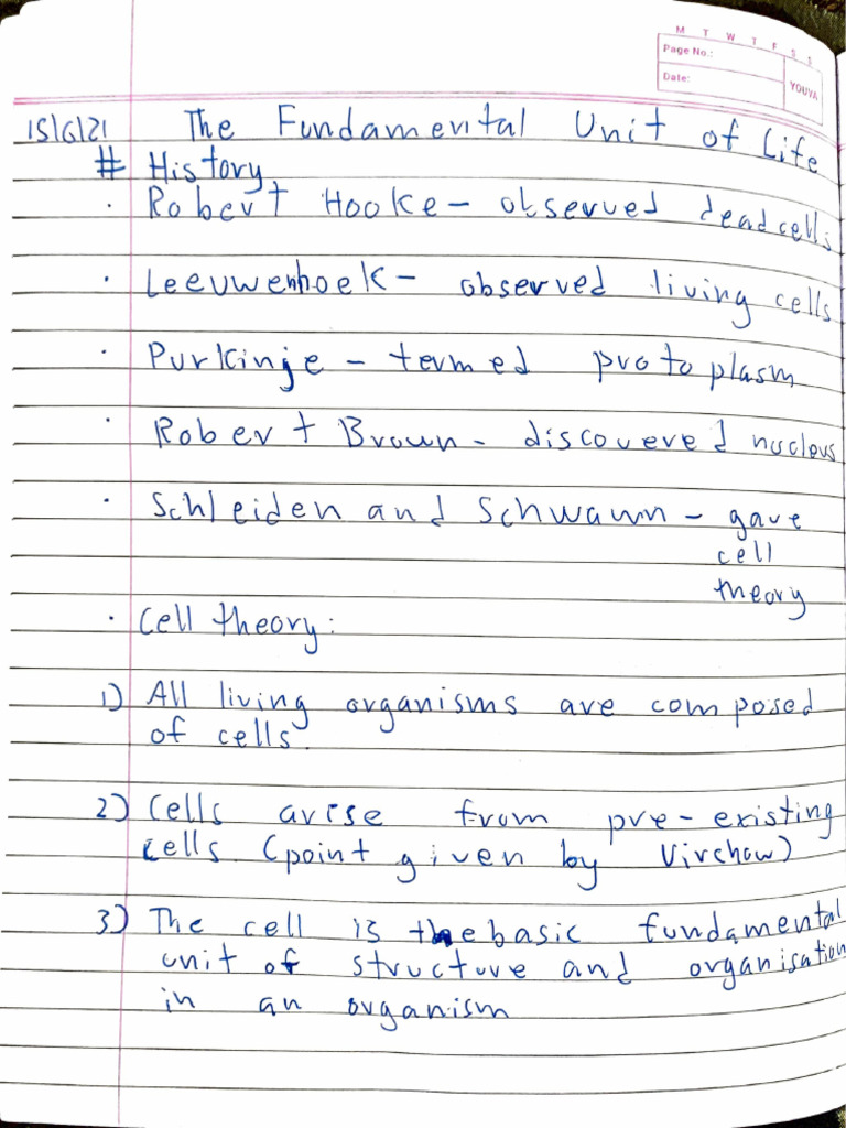 The Fundamental Unit of Life Notes | PDF