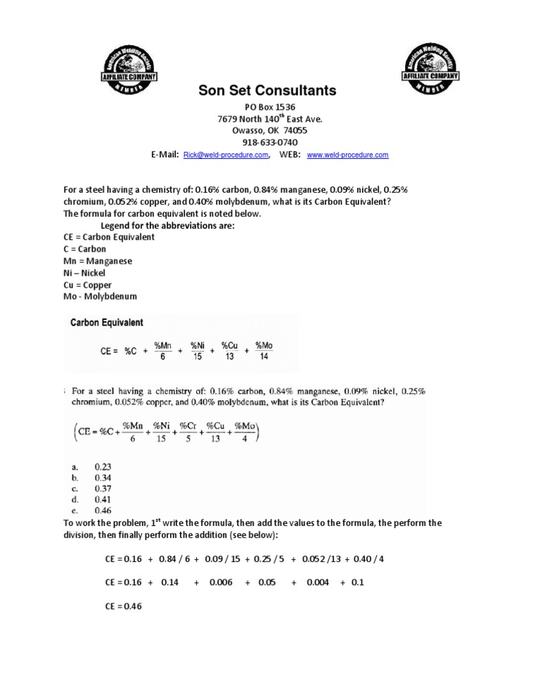 Calculate Carbon Equivalent for Steel | PDF | Science & Mathematics