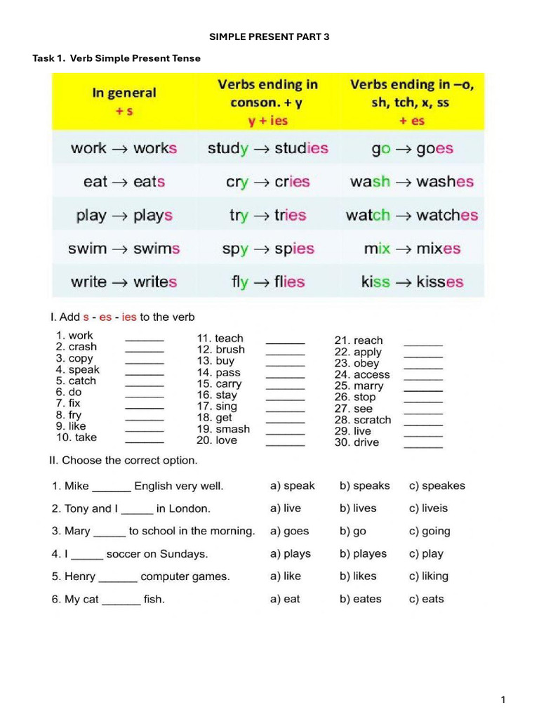 SIMPLE PRESENT PART 3 (1) | PDF | Grammatical Tense | Linguistics