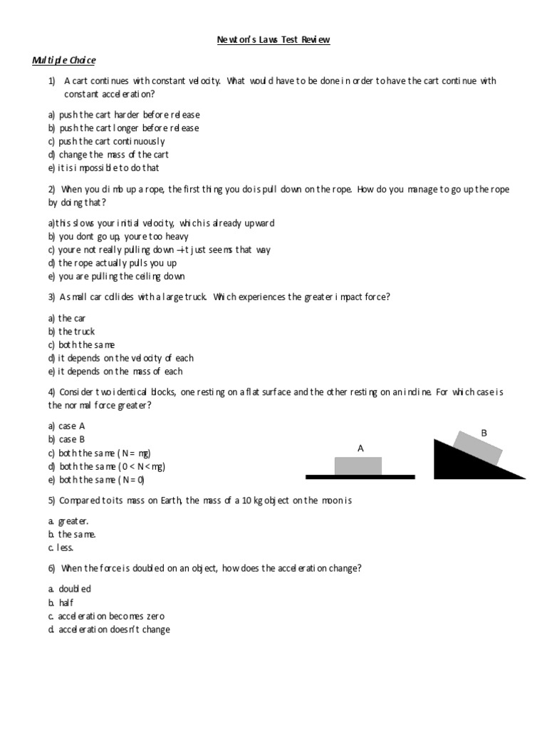 Newtons Laws Test Review | PDF