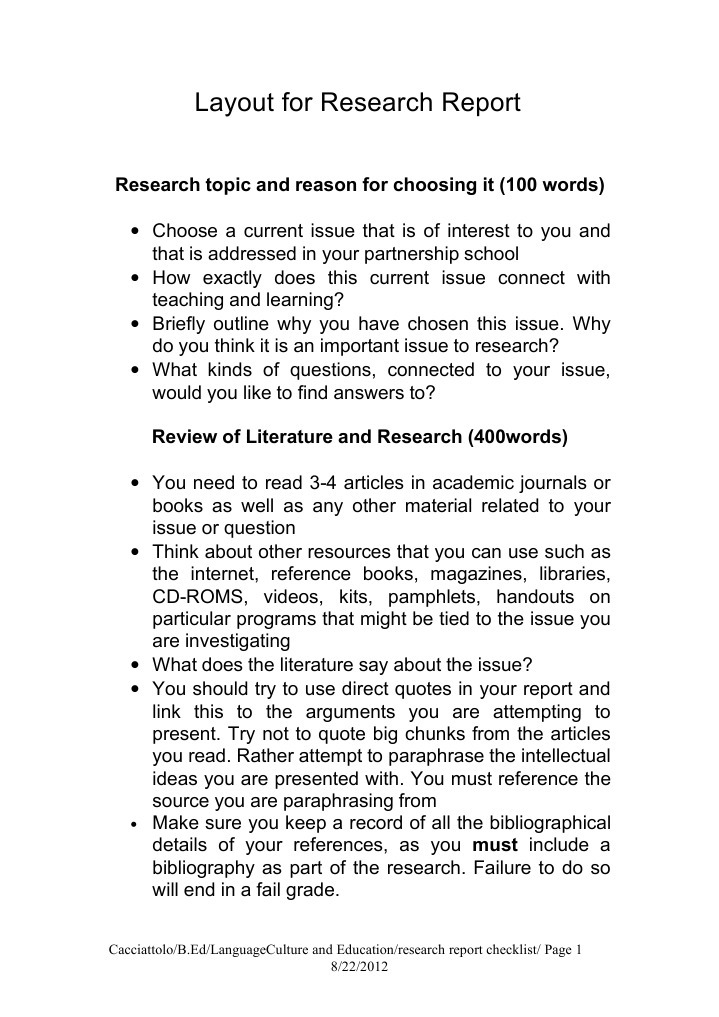 Layout For Research Report | Download Free PDF | Data | Bibliography