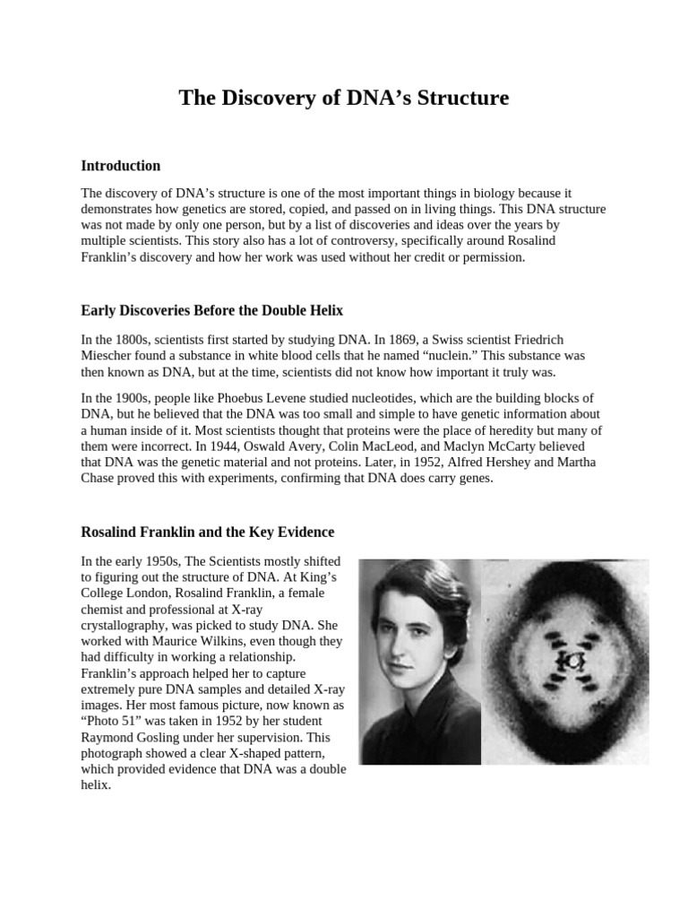 The Discovery of DNA’s Structure | PDF | Dna | Francis Crick