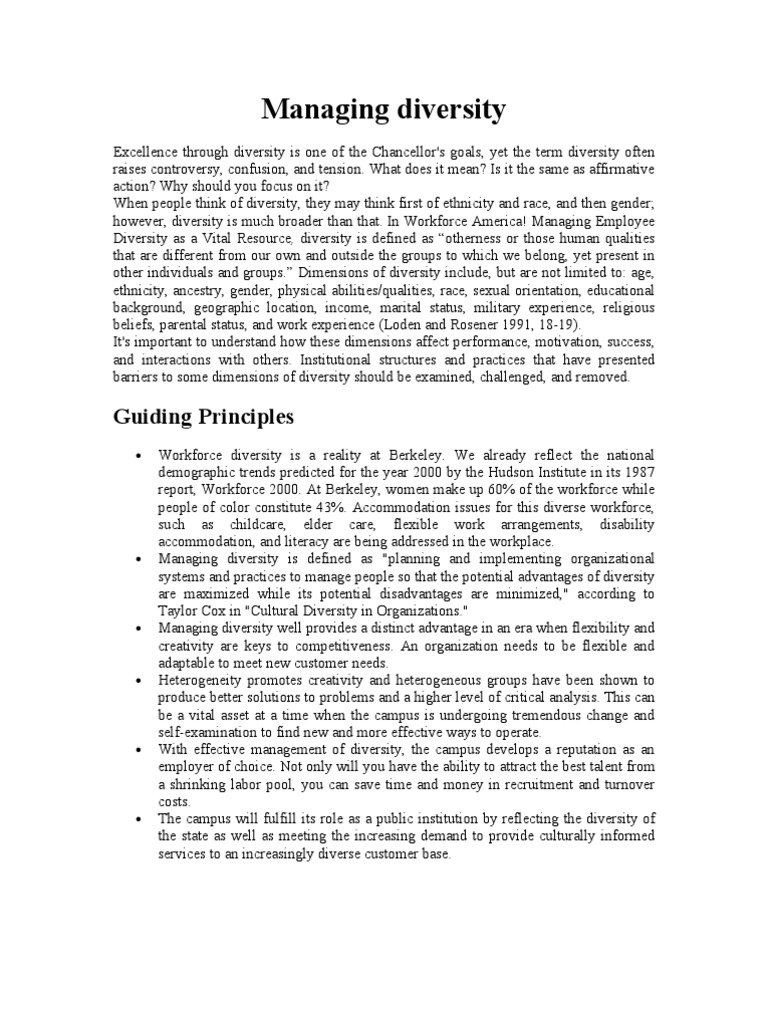 Managing Diversity | PDF | Diversity (Business) | Multiculturalism