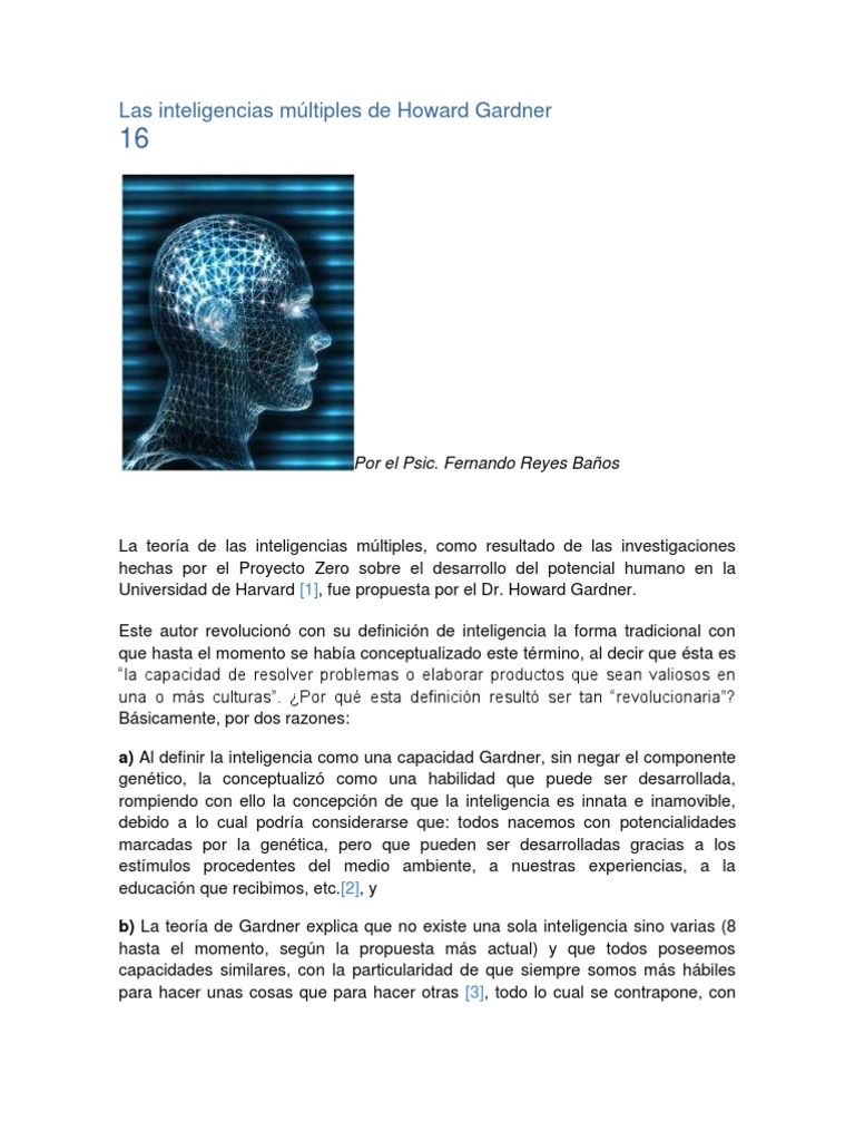 Las Inteligencias Múltiples de Howard Gardner | PDF | Aprendizaje ...