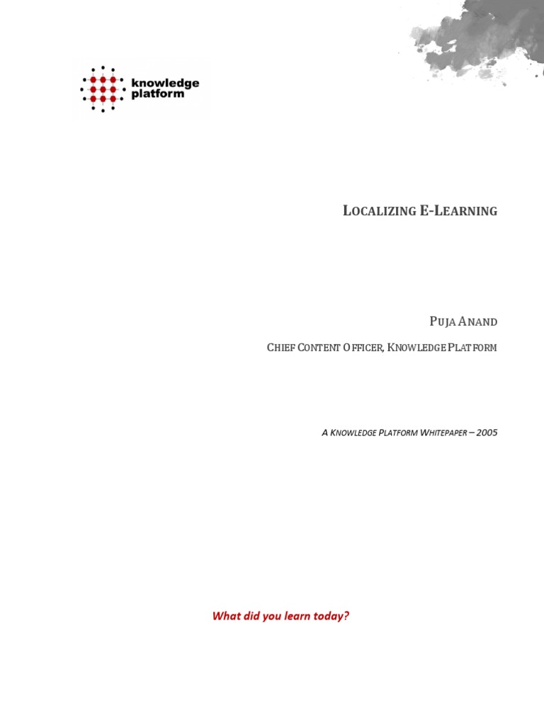 Localizing E Learning Pdf Educational Technology Graphics