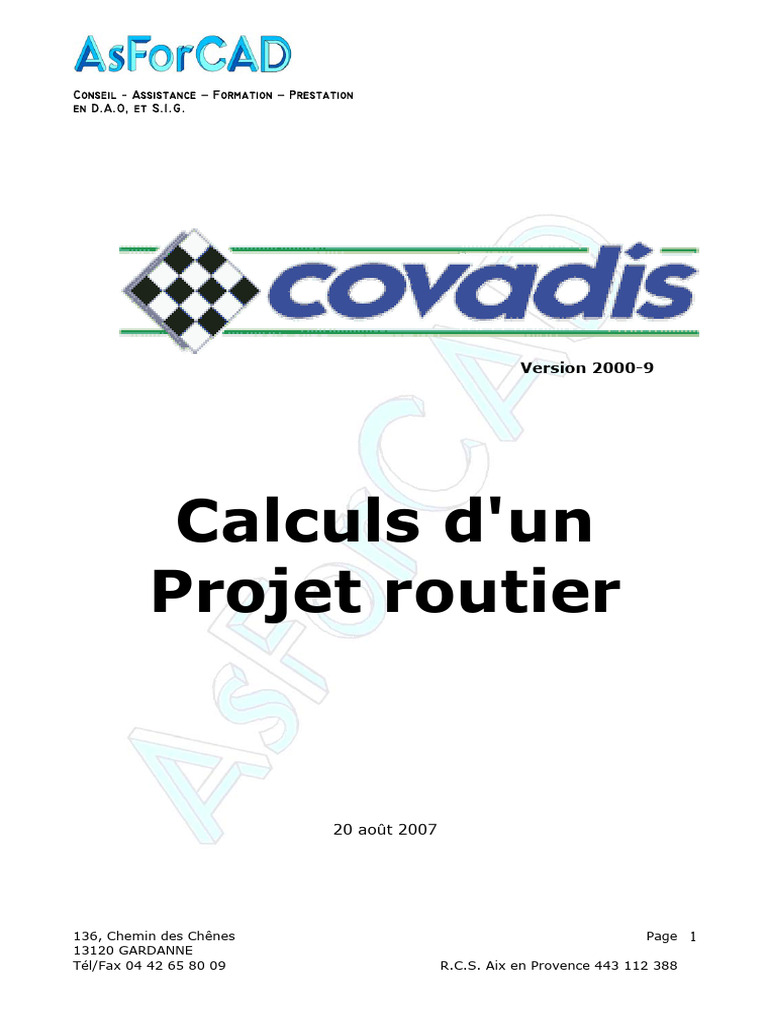Formation Covadis Cours Projet Routier | PDF | Angle | Tangente (géométrie)