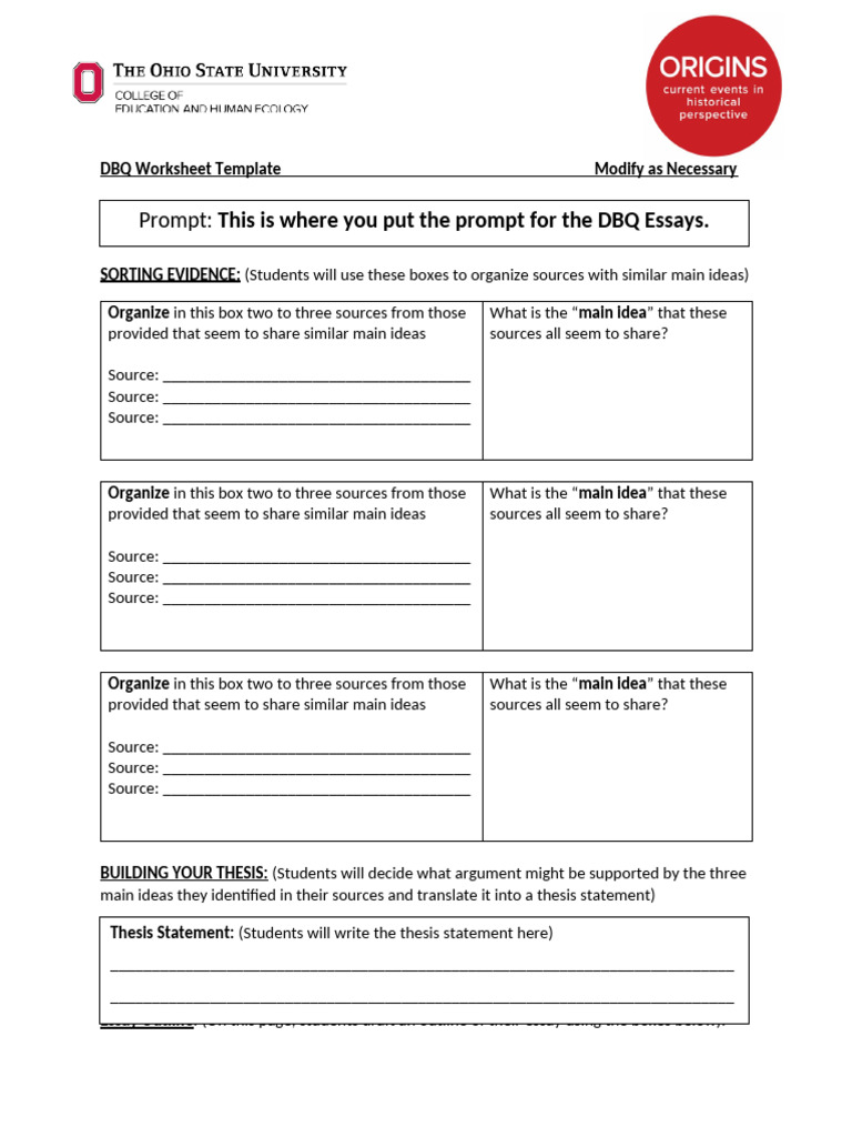DBQ-Essay-Organizer-Template | PDF | Essays | Logic